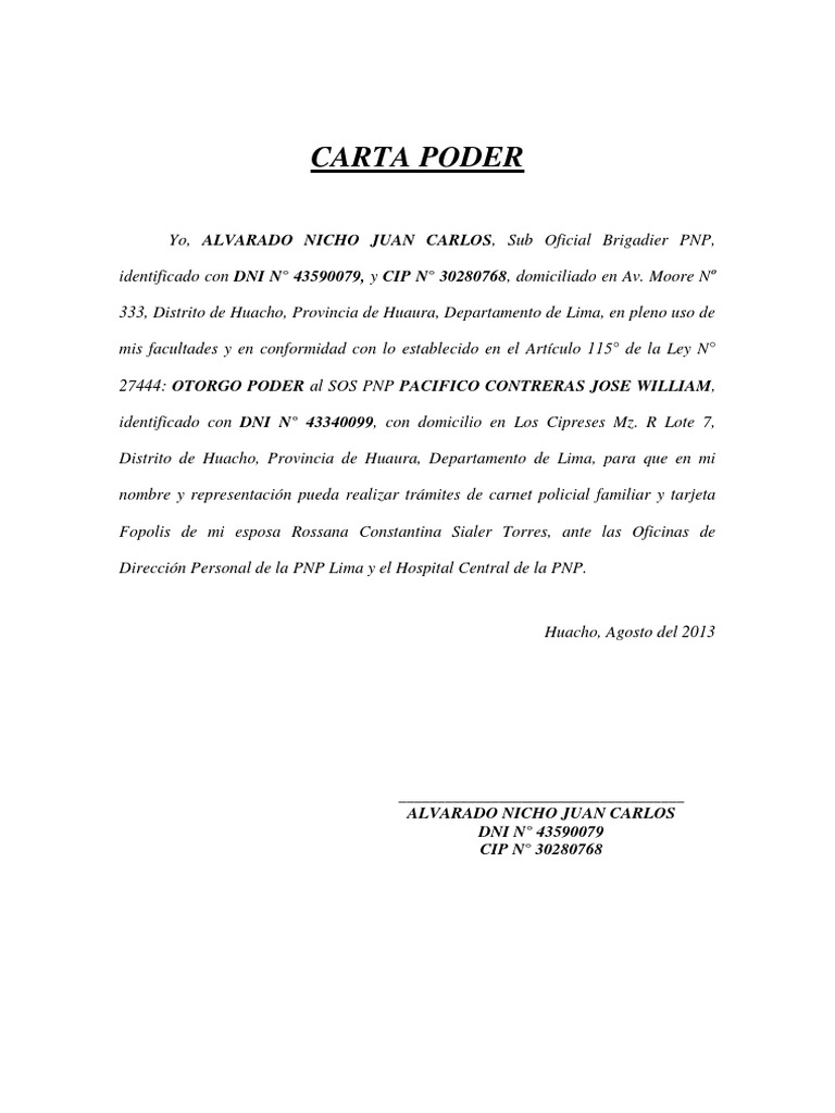 Carta Poder - Afp