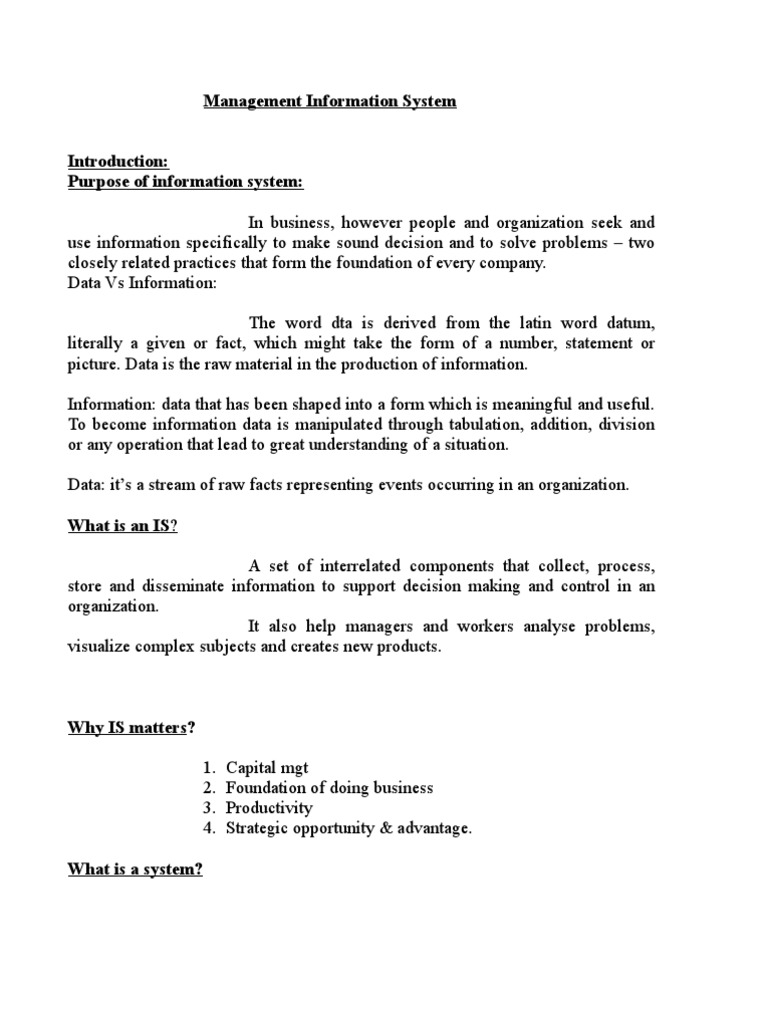 Management Information System | PDF | Information System | Information ...