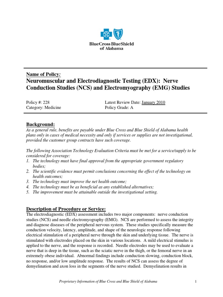 NCS EMG Procedure Desrciption | PDF | Electromyography | Peripheral Neuropathy