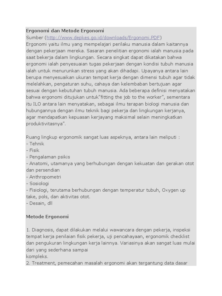 Ergonomi Dan Metode Ergonomi | PDF