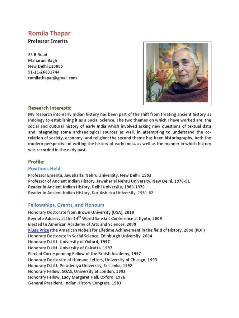 Romila Thapar | PDF | Academia