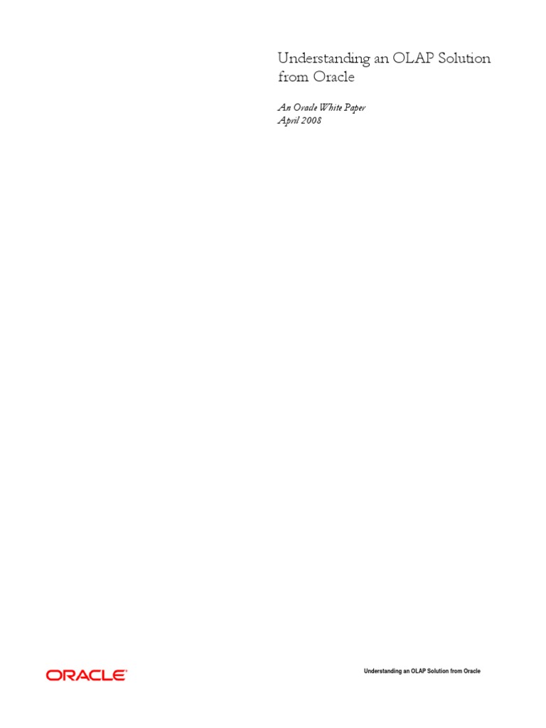 Understanding An OLAP Solution From Oracle | PDF | Business ...