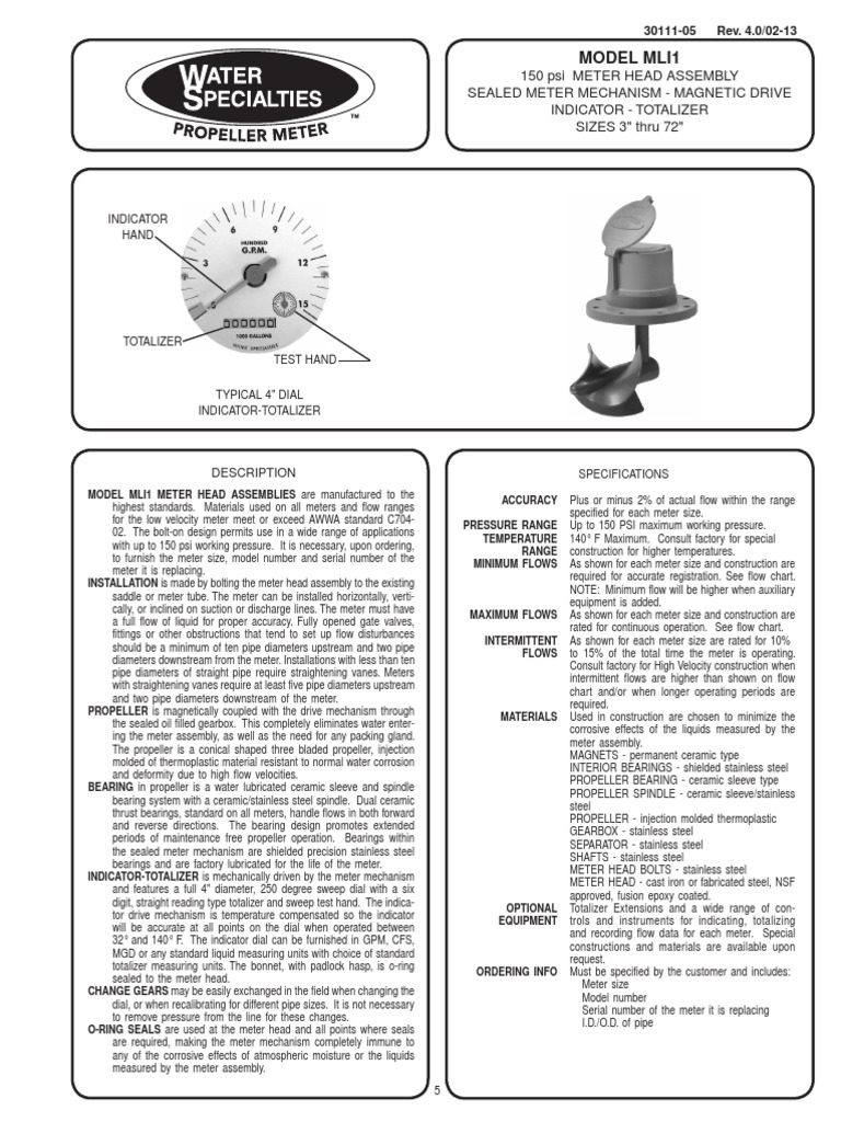 Model Mli1: Indicator Hand | PDF | Propeller | Pipe (Fluid Conveyance)