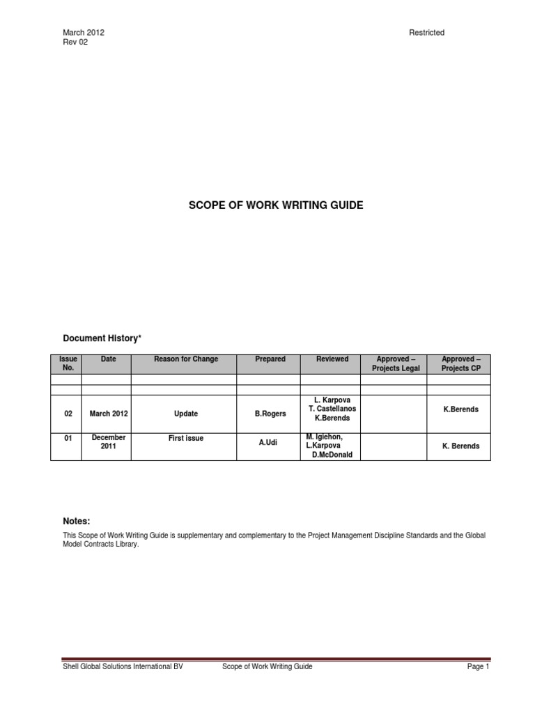 Scope of Work Guide | PDF | Scope (Computer Science) | Specification ...
