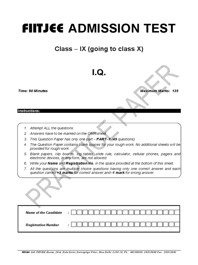 Fiitjee Sat | PDF | Teaching Mathematics