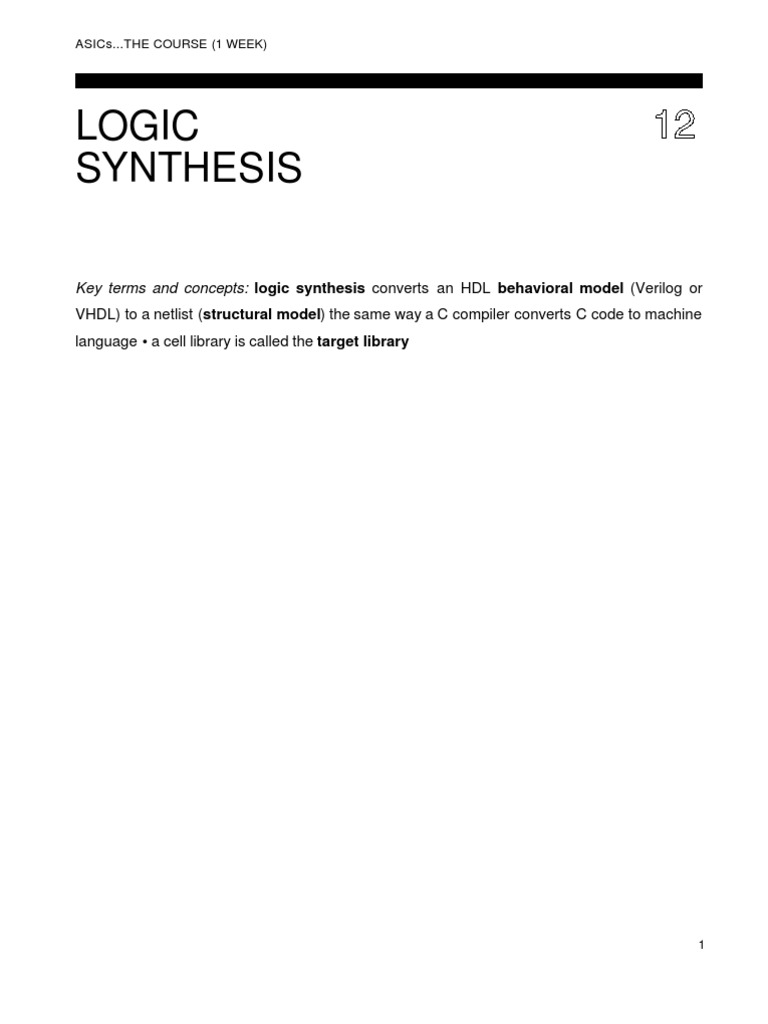 Logic Synthesis 12: Key Terms and Concepts | PDF | Vhdl | Logic Synthesis