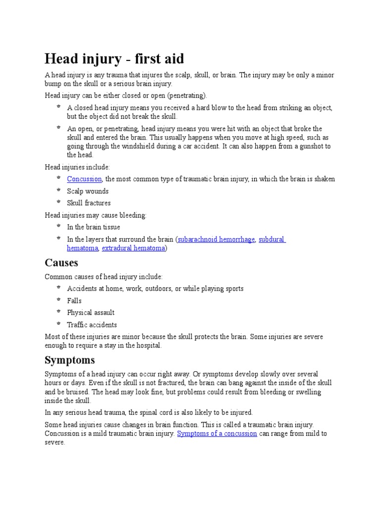 Head Injury | PDF | Traumatic Brain Injury | Concussion