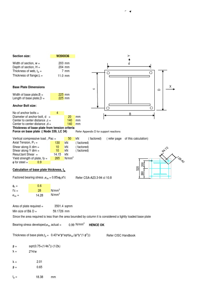 Base Plate Design and Calculation Guide | PDF | Screw | Chemical ...