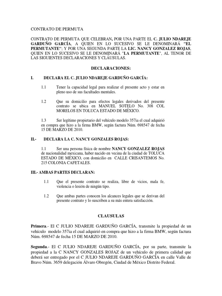 Contrato de Permuta | Propiedad | Ciudad de México