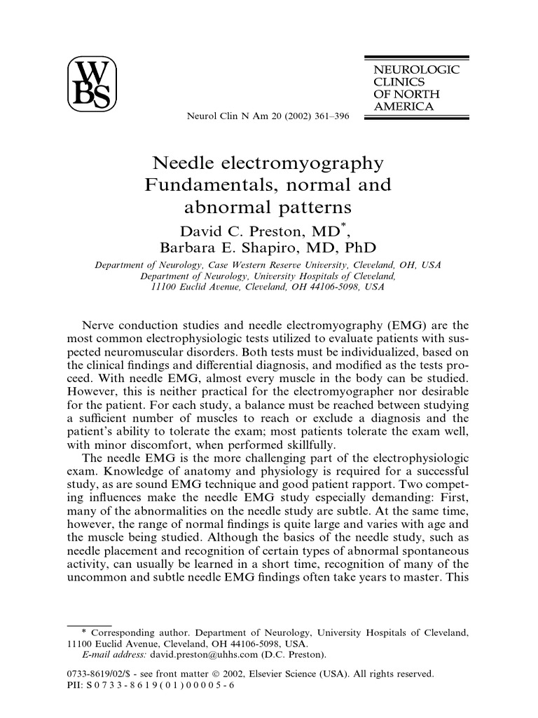 NeedleEMG Fundamentals (David Shapiro) | PDF | Electromyography ...