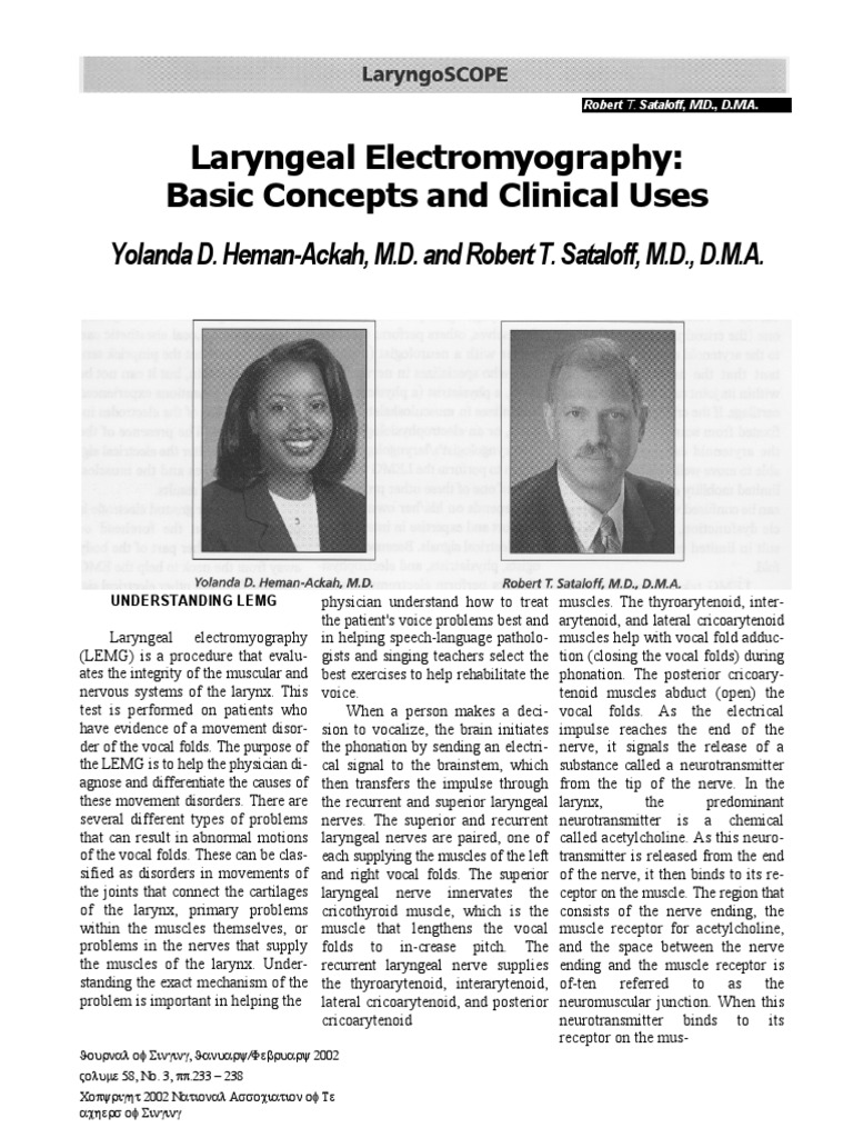 Laryngeal-EMG-Basic Concepts and Clinical Uses | PDF | Larynx ...