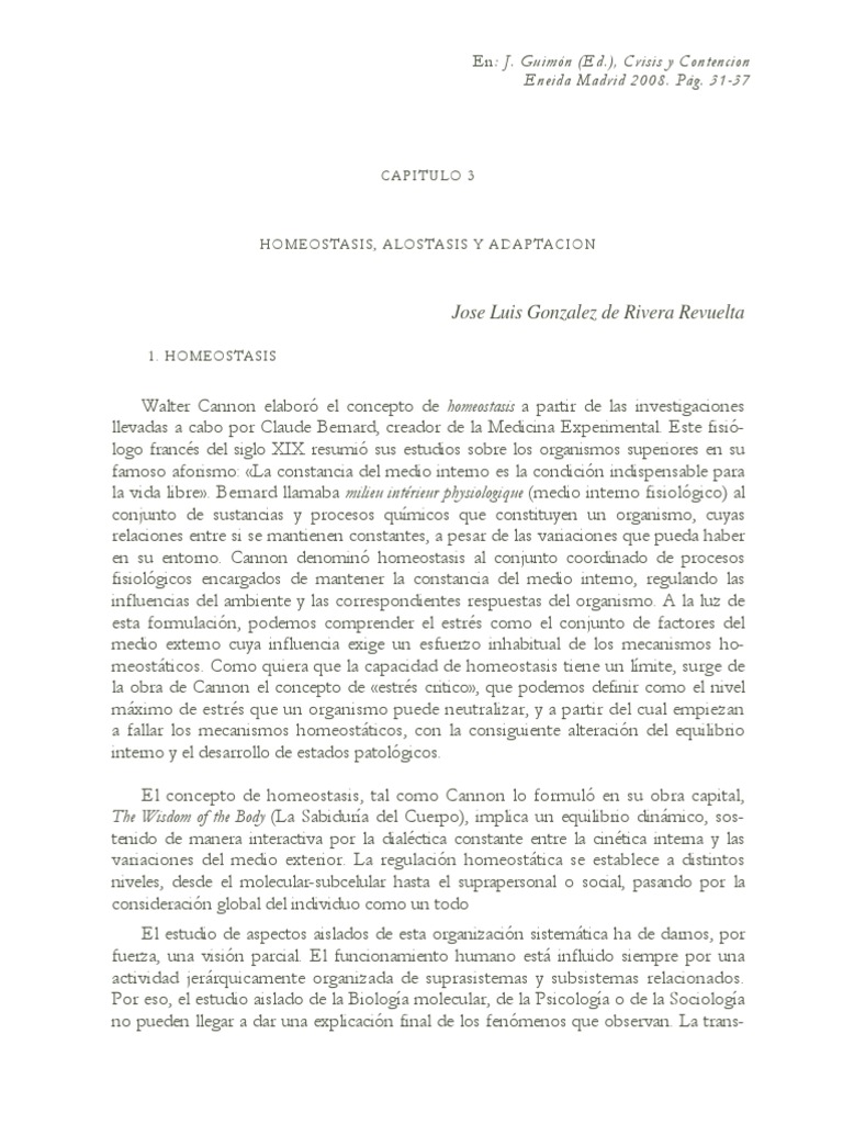 Homeostasis Alostasis Adaptacion | PDF | Homeostasis | Biología