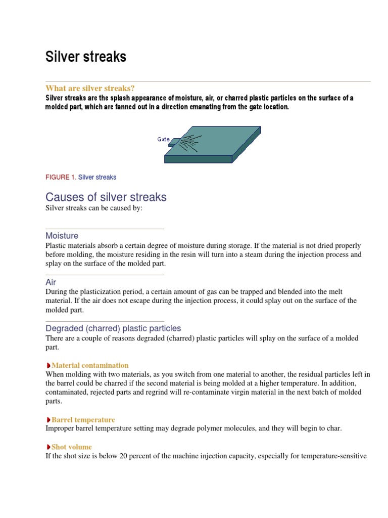 Injection Molding: Silver Streaks Guide | PDF | Melting | Plastic