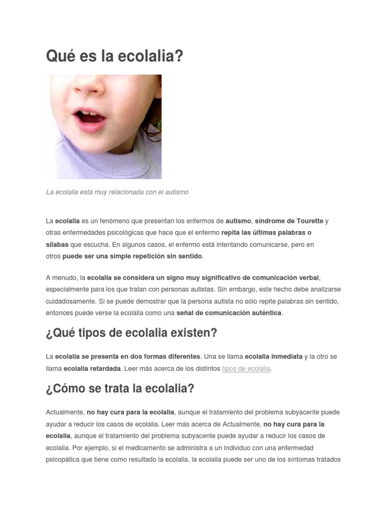 Qué Es La Ecolalia | PDF | Autismo | Verbo