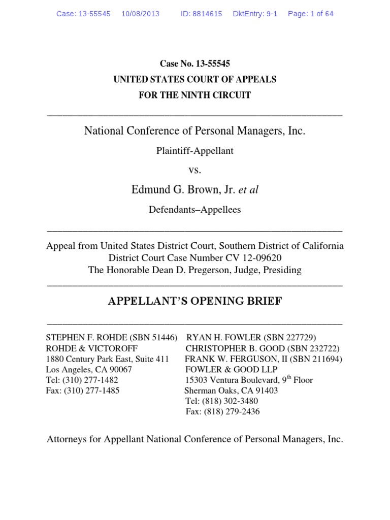 Appellant's Opening Brief: NCOPM v. Brown et al | Federal Rules Of ...