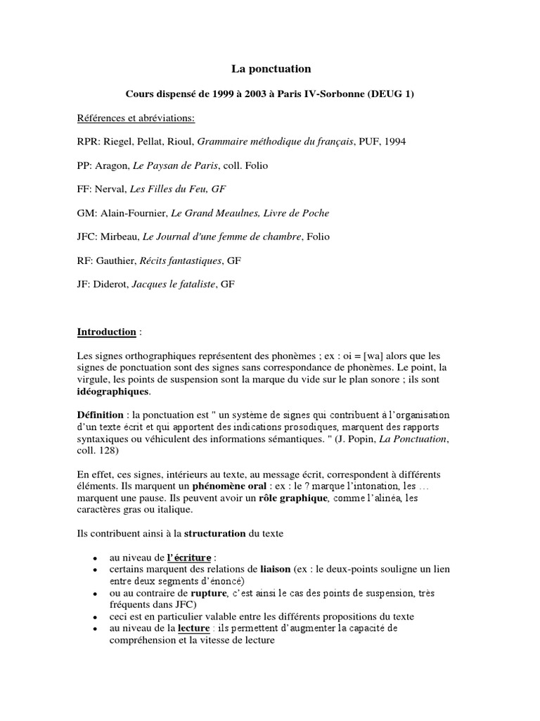 La ponctuation : définitions et fonctions | PDF | Phrase | Ponctuation