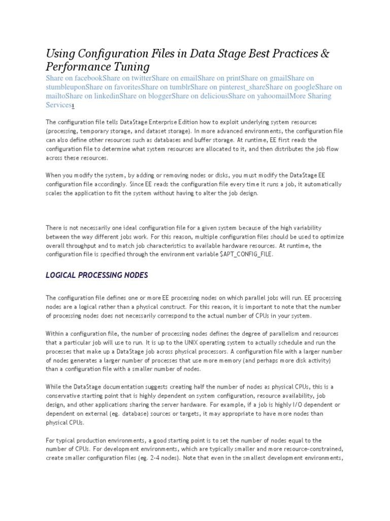 Using Configuration Files in Data Stage Best Practices | PDF | Parallel ...