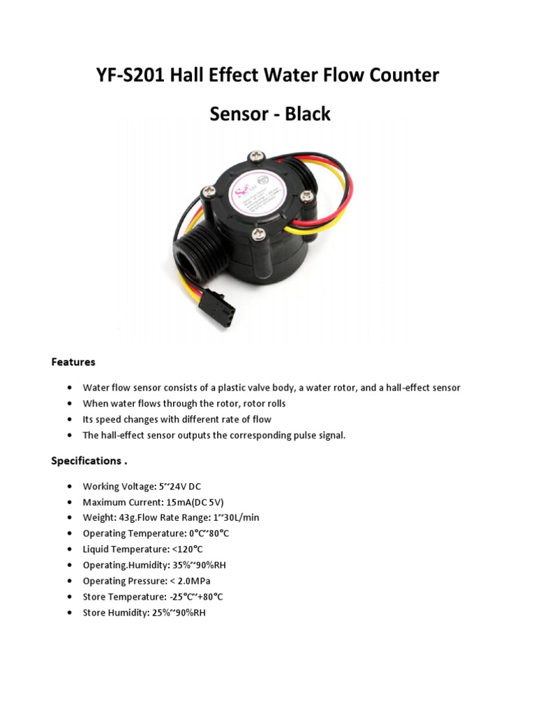 YF-S201 Hall Effect Water Flow Counter Sensor - Black | PDF ...