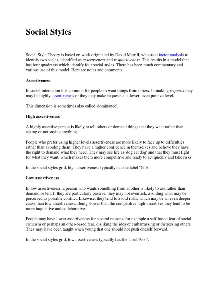 Social Styles | PDF | Empathy | Applied Psychology