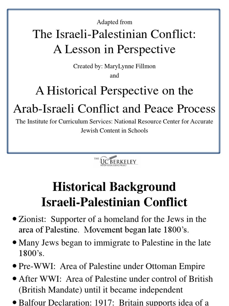 Israeli-Palestinian Conflict Overview | PDF | Palestinian Territories ...