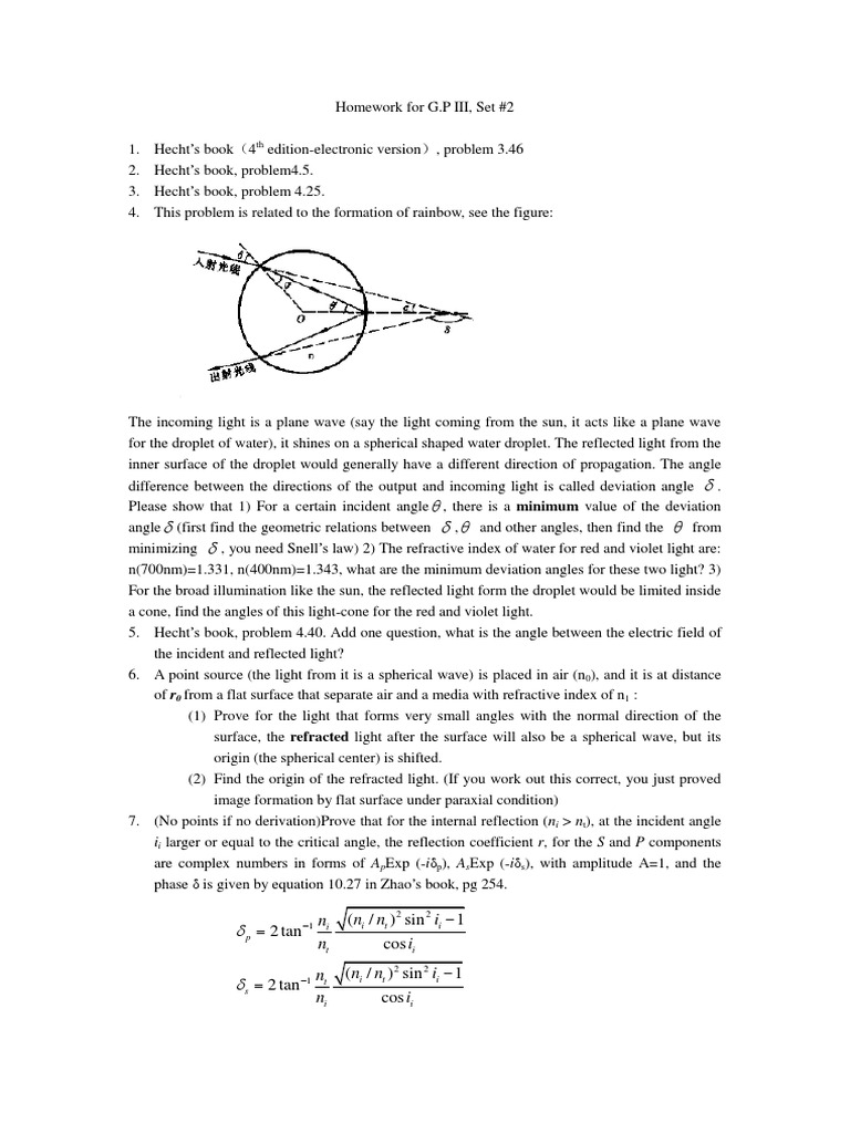 Optics Problem Solving | PDF | Polarization (Waves) | Reflection (Physics)