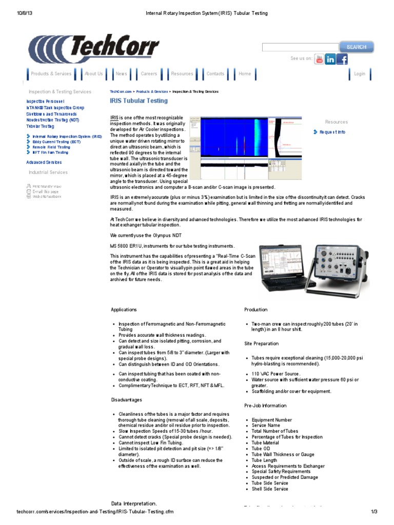 Internal Rotary Inspection System (IRIS) Tubular Testing ...