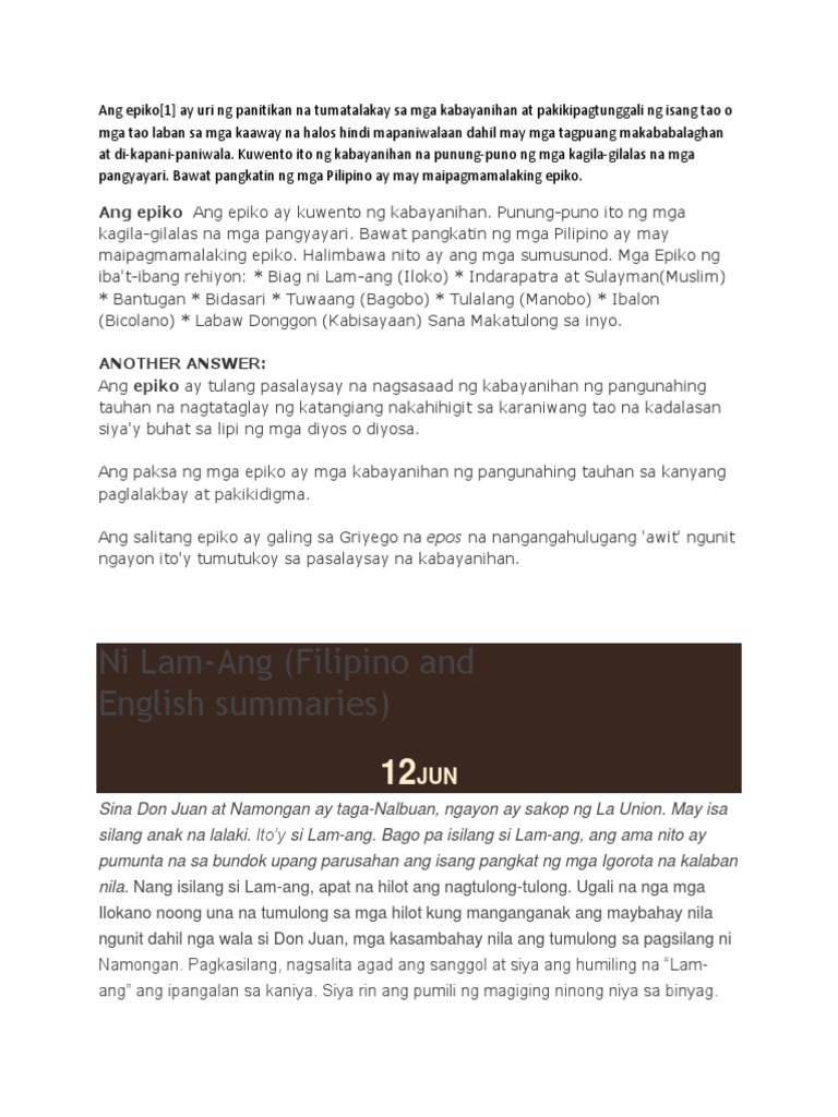 Ang Epiko | PDF