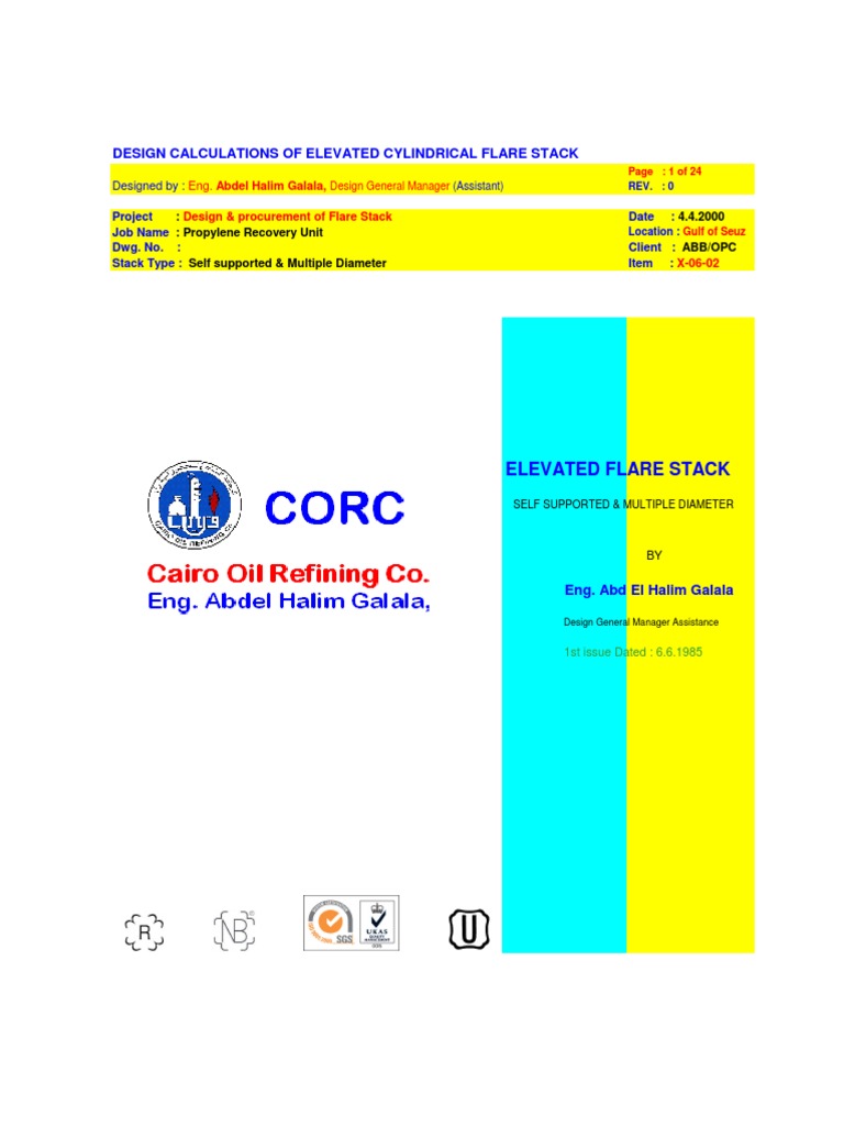 Flare Stack Mechanical Design Calculations by Abdel Halim Galala PDF ...