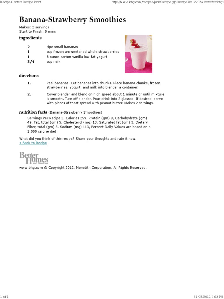 Banana Strawberry Smoothie | PDF | Technology & Engineering