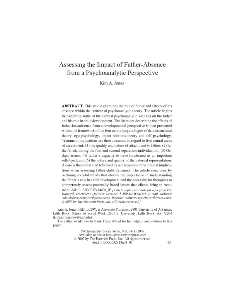 Father Absence PDF | PDF | Psychoanalysis | Oedipus Complex