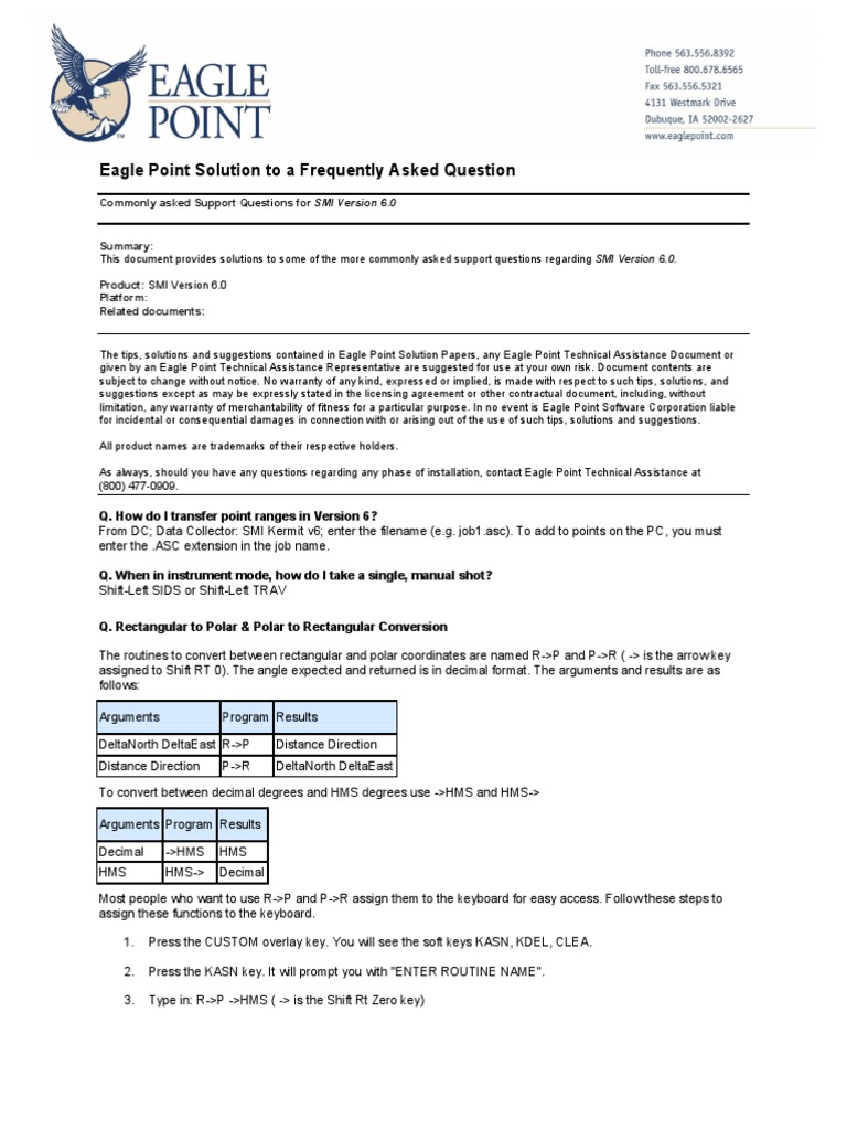 Eagle Point Solution To A Frequently Asked Question: Commonly Asked Support Questions For SMI ...
