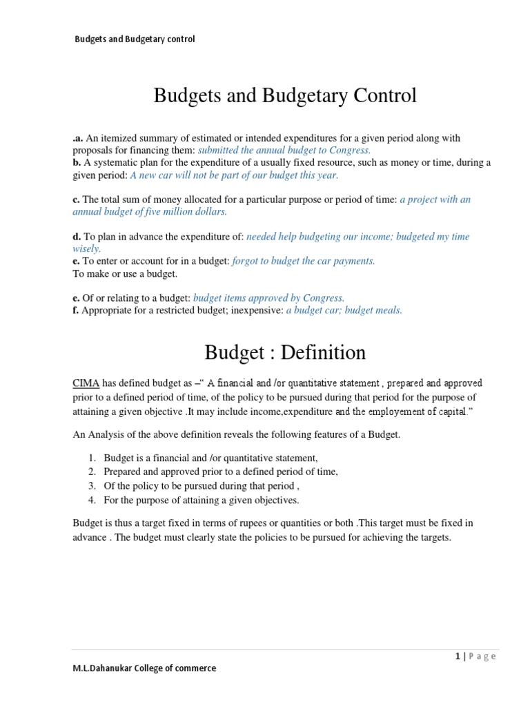 Budgets (Matter) | PDF