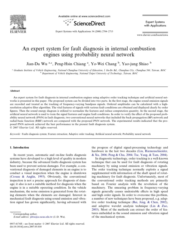 An Expert System For Fault Diagnosis in Internal Combustion Engines ...