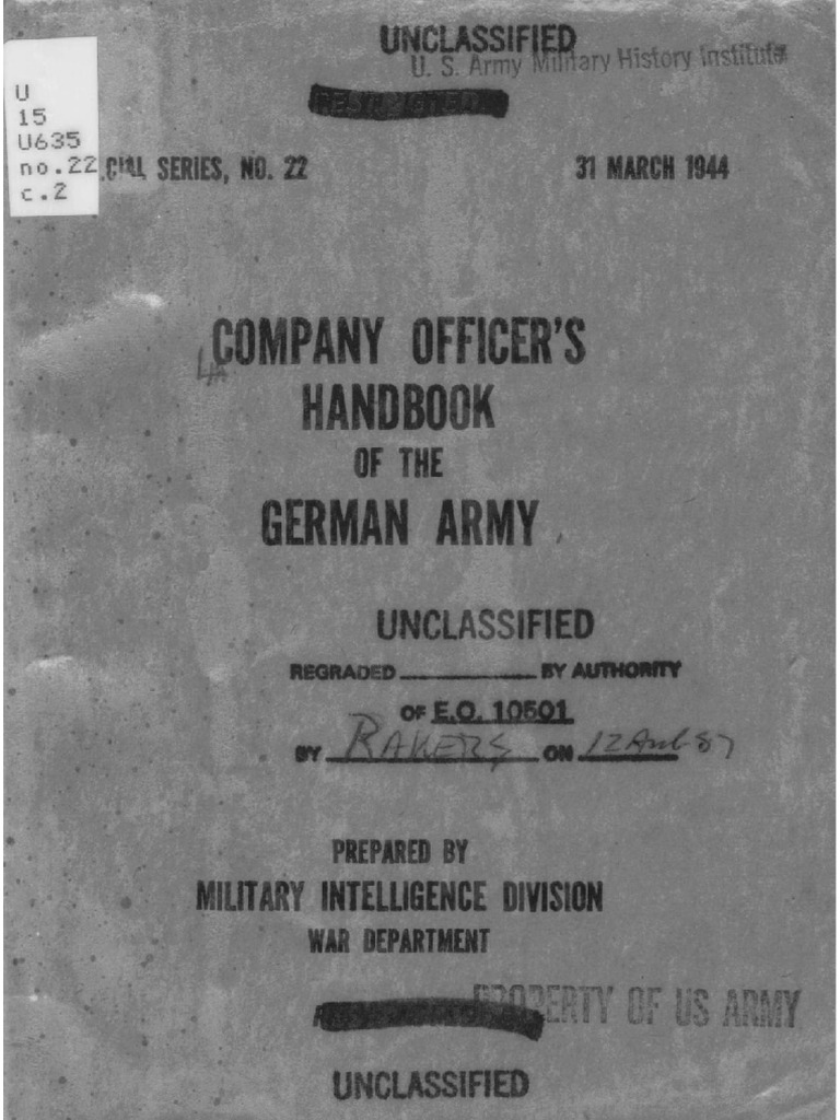 Company Officer's Handbook of The German Army | PDF