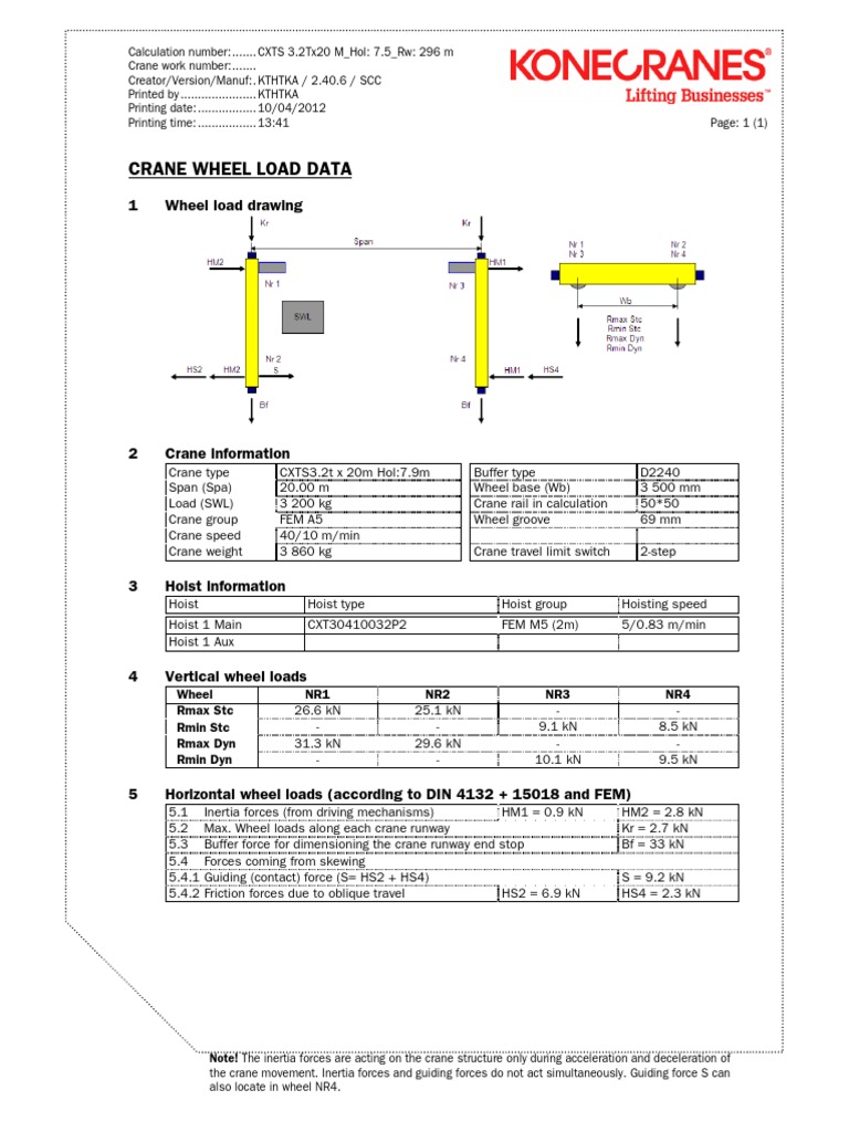Crane Wheel Load Data | PDF