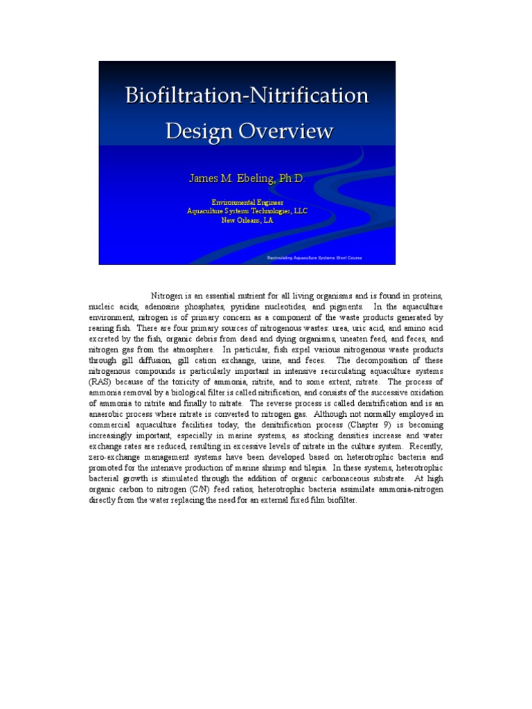 Biofiltration-Nitrification Design Overview | PDF | Nitrate | Nitrogen