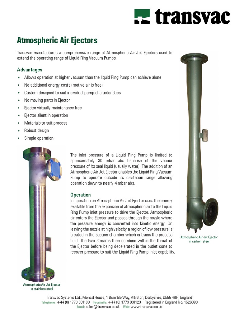 Atmospheric Air Ejectors PDF | PDF | Pump | Chemical Engineering