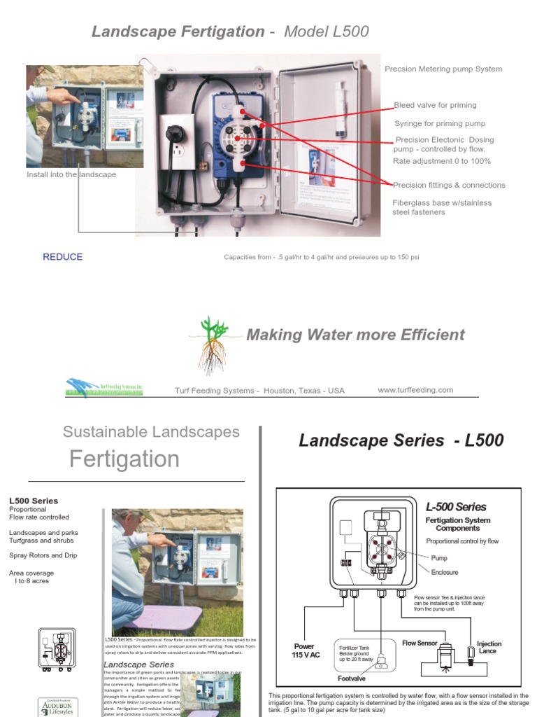 TFS Sustainable Landscapes - L500 Fertigation System | PDF | Lawn | Pump