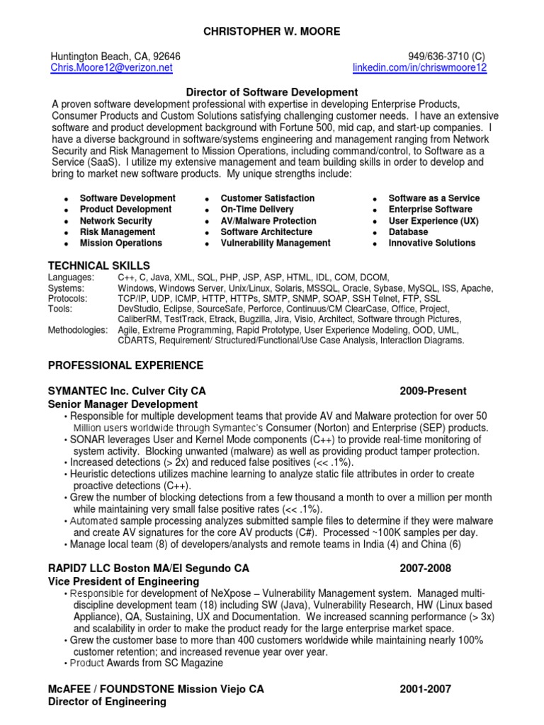Software Development Director Resume | PDF | Application Programming ...