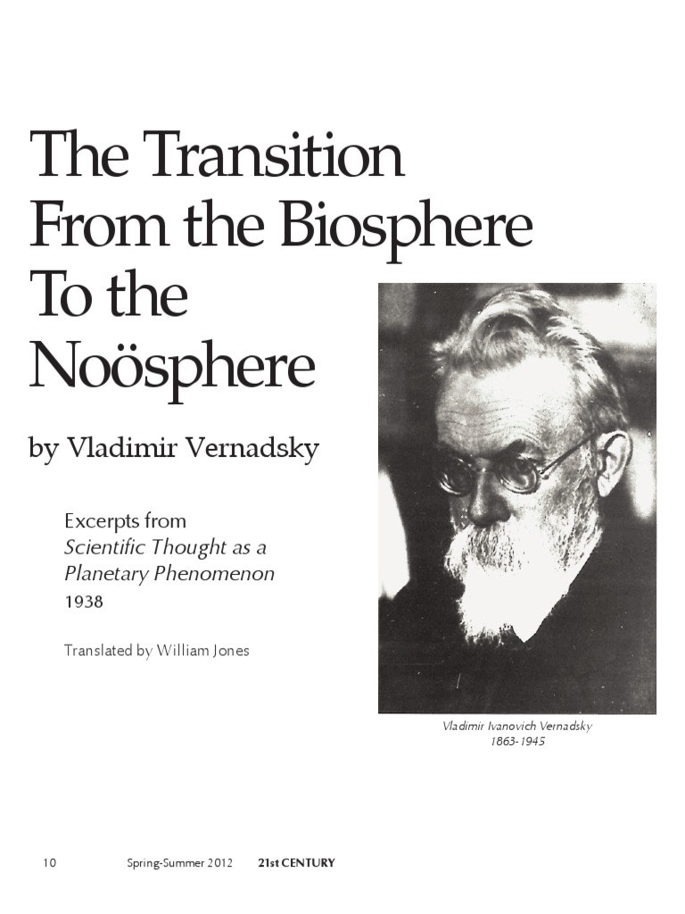 The Transition From The Biosphere To The Noosphere | PDF | Science | Scientific Method