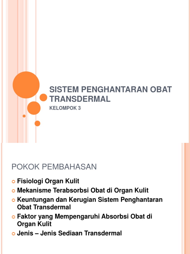 Sistem Penghantaran Obat Transdermal | PDF