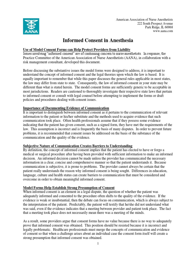 PPM Informed Consent in Anesthesia WITH FORMS | PDF | Anesthesia ...