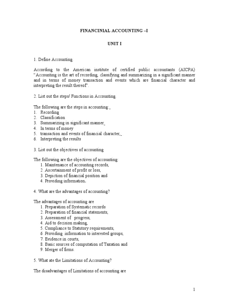 Financial Accounting-Short Answers Revision Notes | PDF | Debits And ... Financial Accounting-Short Answers Revision Notes | PDF | Debits And ...