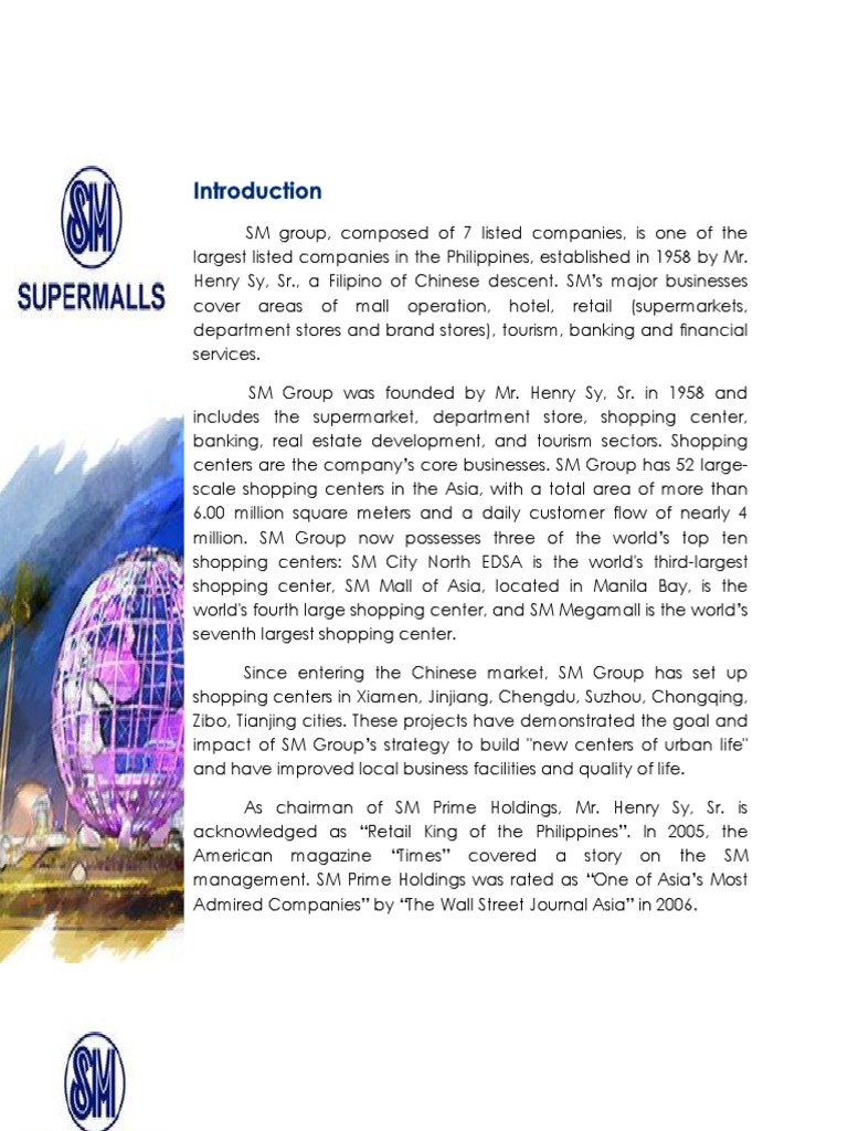 SM Corporation Profile and CSR | PDF | Shopping Mall | Retail