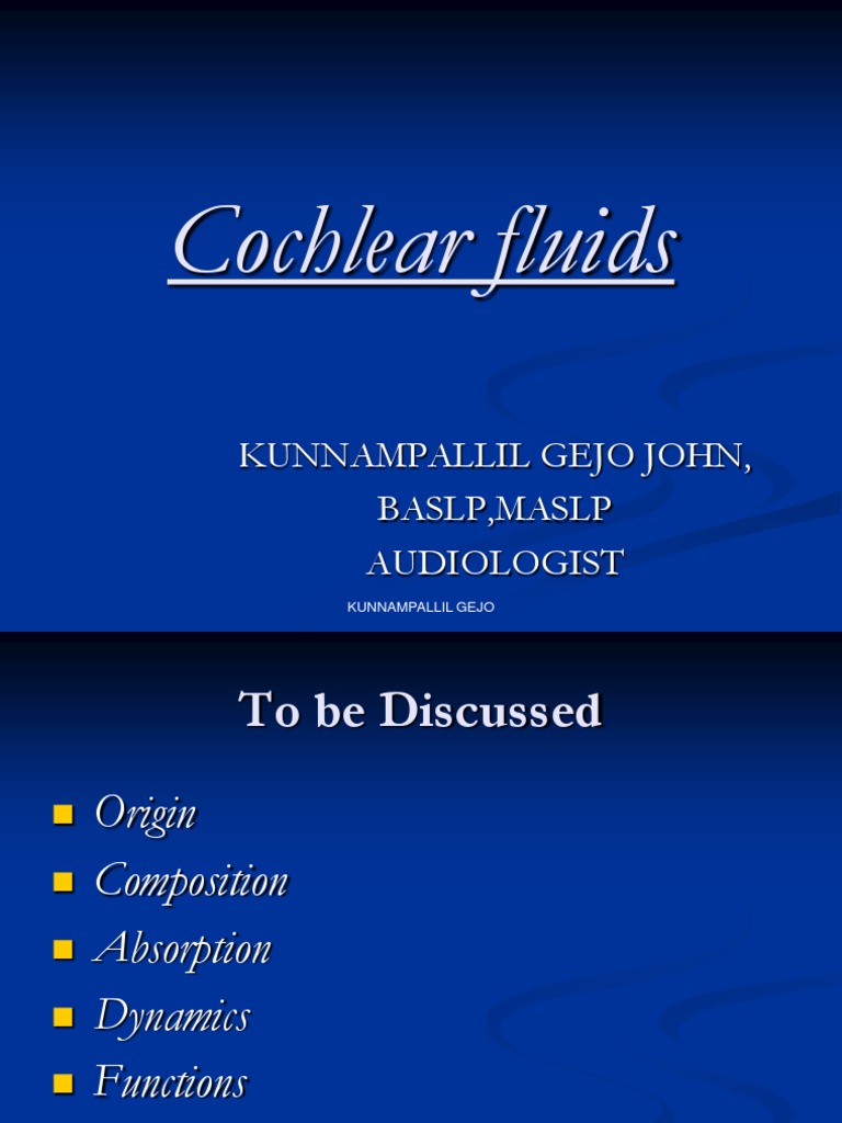 Cochlear Fluids | PDF | Ear | Auditory System