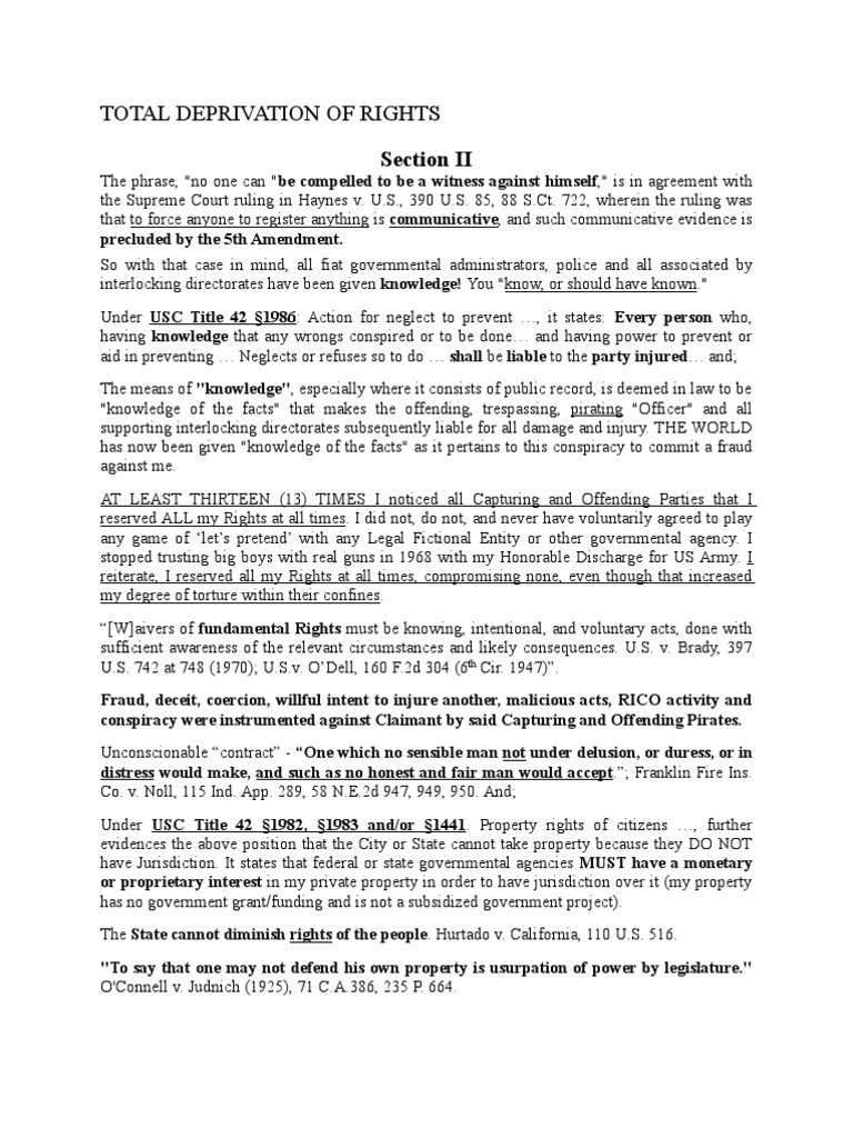 005 Total Deprivation of Rights | PDF | Constitutionality | Ethical ...