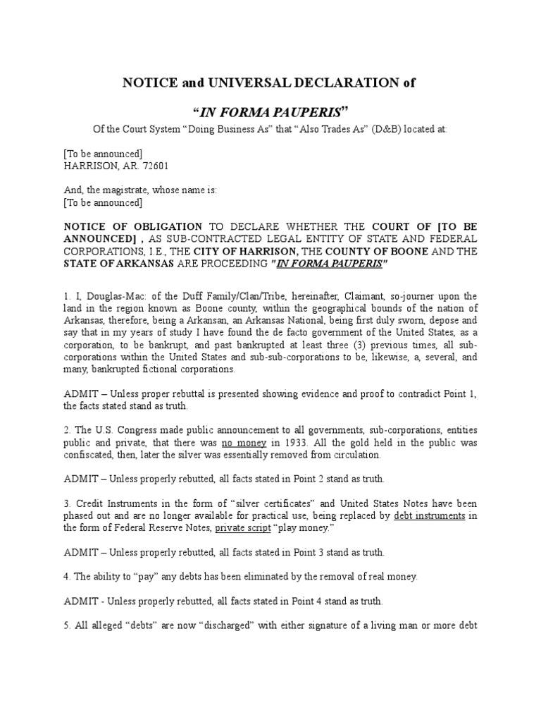 EXHIBIT B - Declaration of in Forma Pauperis | PDF | Debt | Fine (Penalty)