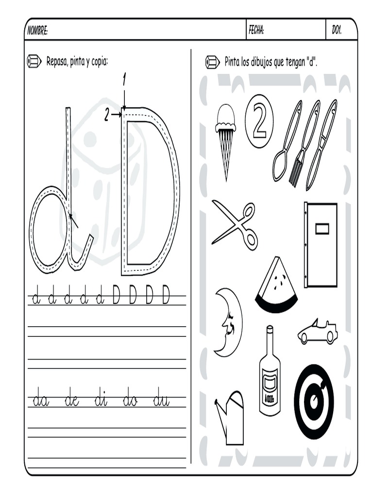 Fichas para trabajar la letra D | PDF