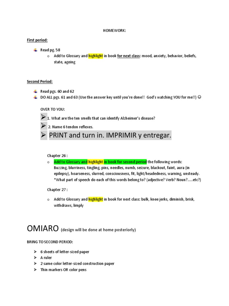 Homework for Medical Students | PDF