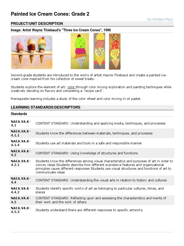 3 Painted Ice Cream Cones Lesson Plan | PDF | Paintings | Color